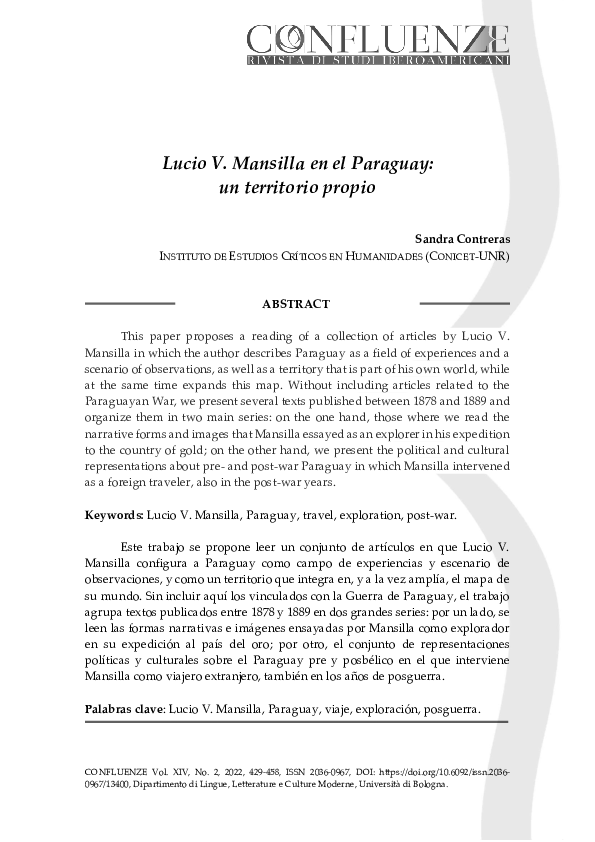 (PDF) Lucio V. Mansilla en el Paraguay: un territorio propio