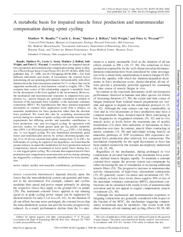 (PDF) A metabolic basis for impaired muscle force production and ...