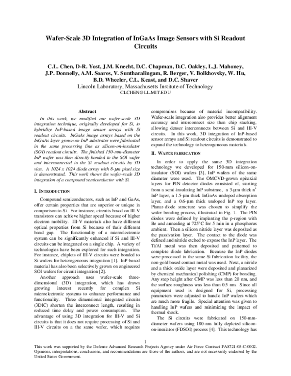 (PDF) Wafer-scale 3D integration of InGaAs image sensors with Si ...