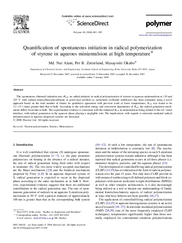 (PDF) Quantification of spontaneous initiation in radical ...