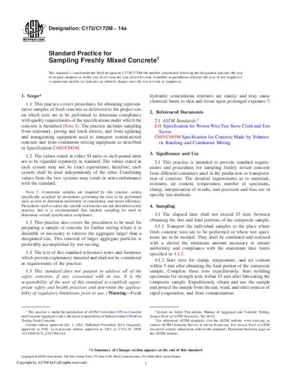 (PDF) Designation: C172/C172M − 14a Standard Practice for Sampling ...