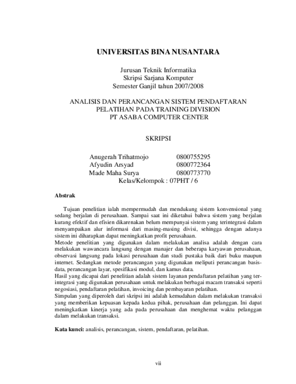(PDF) Analisis Dan Perancangan Sistem Pendaftaran Pelatihan Pada ...