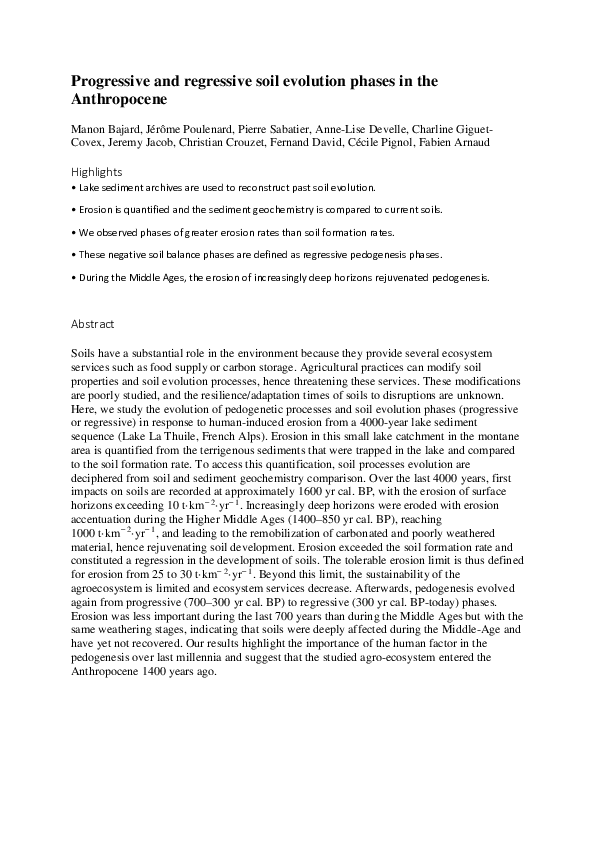 (PDF) Progressive and regressive soil evolution phases in the Anthropocene