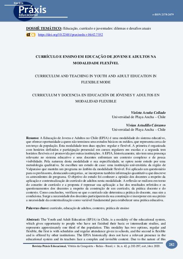 (PDF) Curriculum y Docencia en Educación De Jóvenes y Adultos en Modalidad Flexible