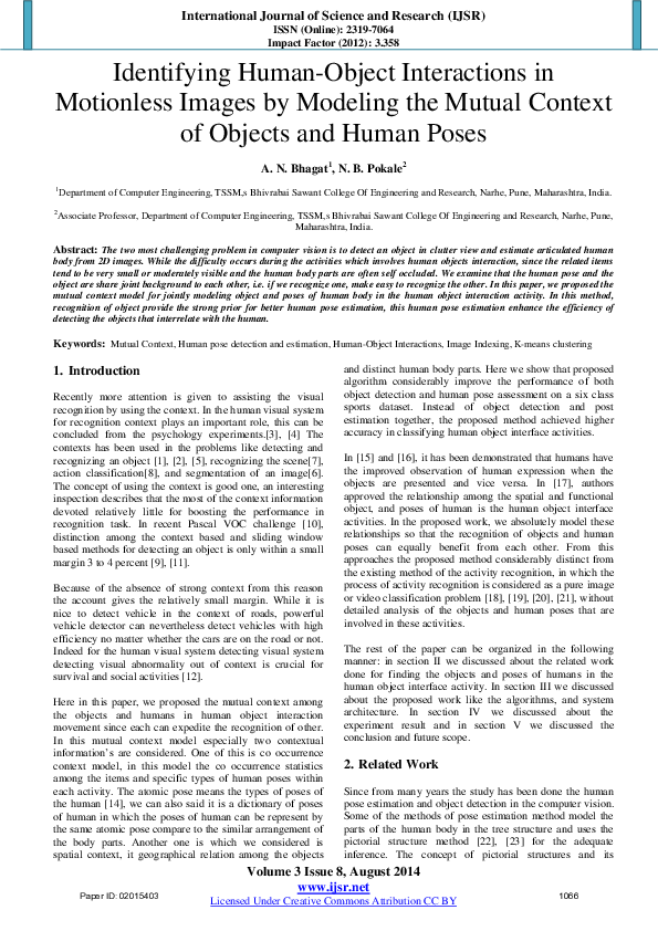 (PDF) Identifying Human-Object Interactions in Motionless Images by ...