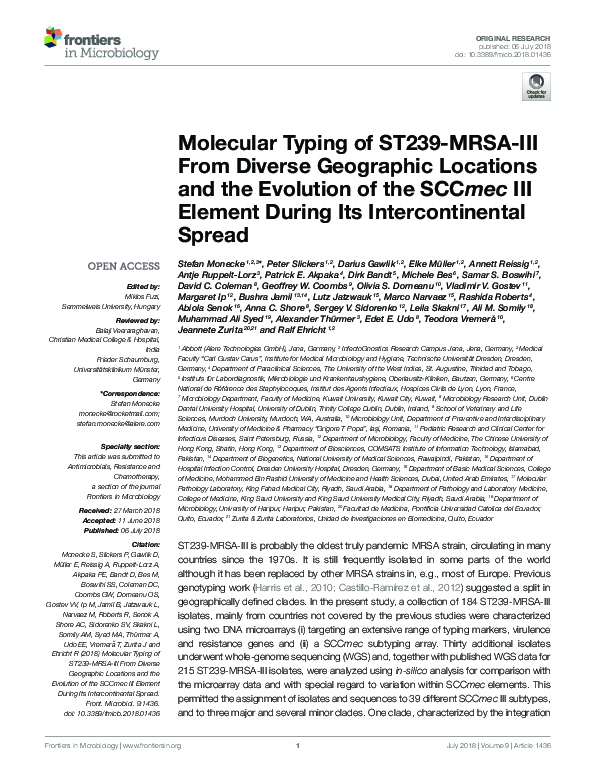 (PDF) ST239-MRSA-III Molecular Typing and Evolution