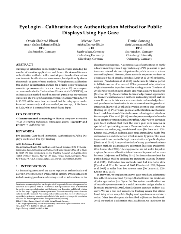 (PDF) EyeLogin - Calibration-free Authentication Method for Public ...