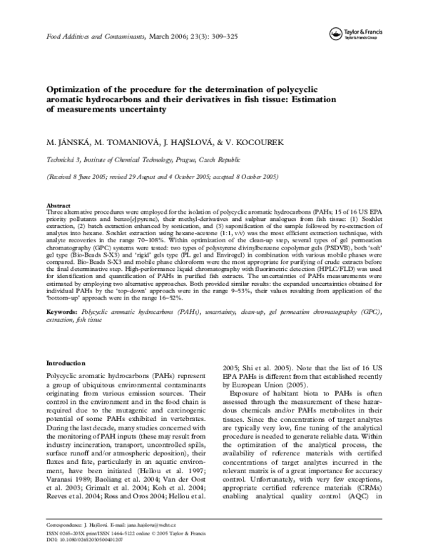 (PDF) Optimization of the procedure for the determination of polycyclic aromatic hydrocarbons ...