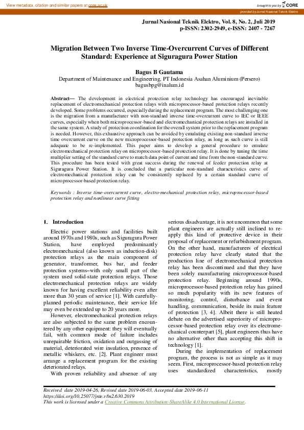(PDF) Migration Between Two Inverse Time-Overcurrent Curves of ...