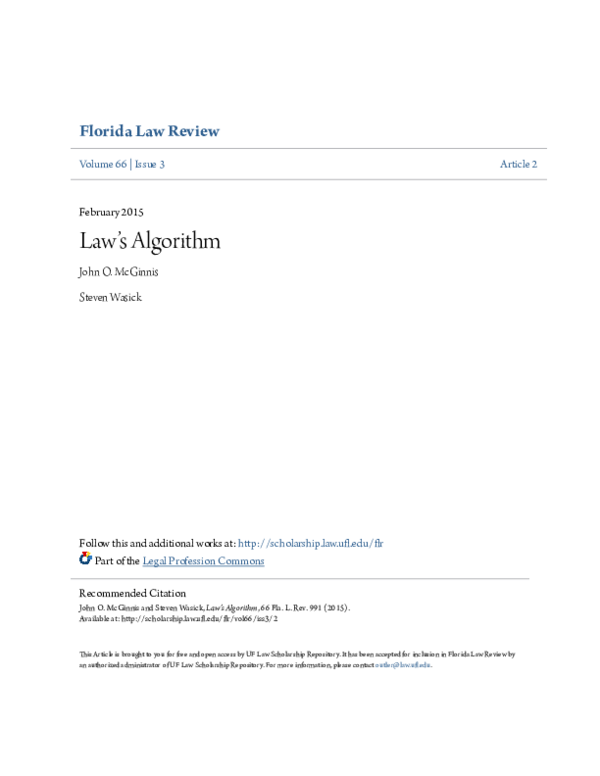 (PDF) Law’s Algorithm