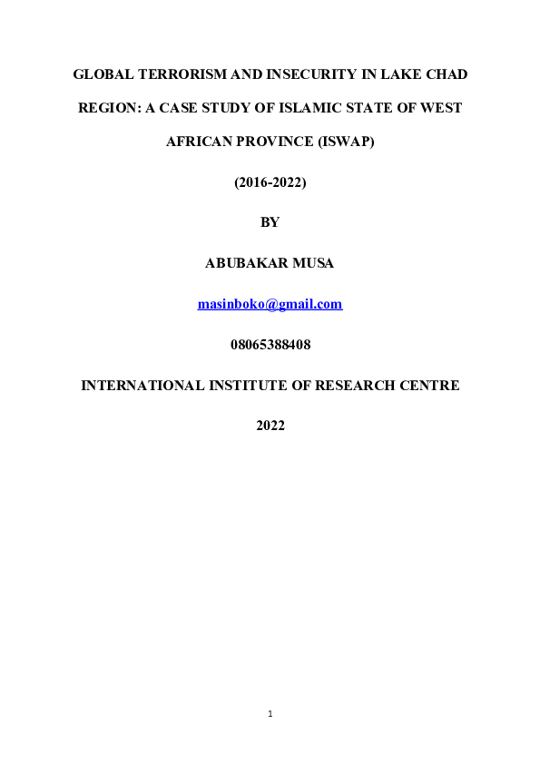 (DOC) GLOBAL TERRORISM AND INSECURITY IN LAKE CHAD REGION