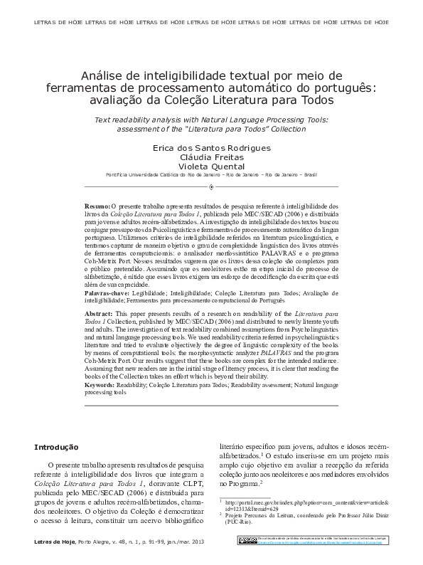 (PDF) Análise de inteligibilidade textual por meio de ferramentas de ...