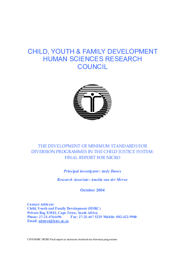 (PDF) The development of minimum standards for diversion programmes in ...