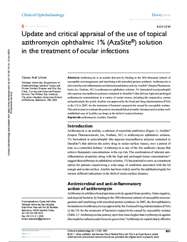 (PDF) Update and critical appraisal of the use of topical azithromycin ...