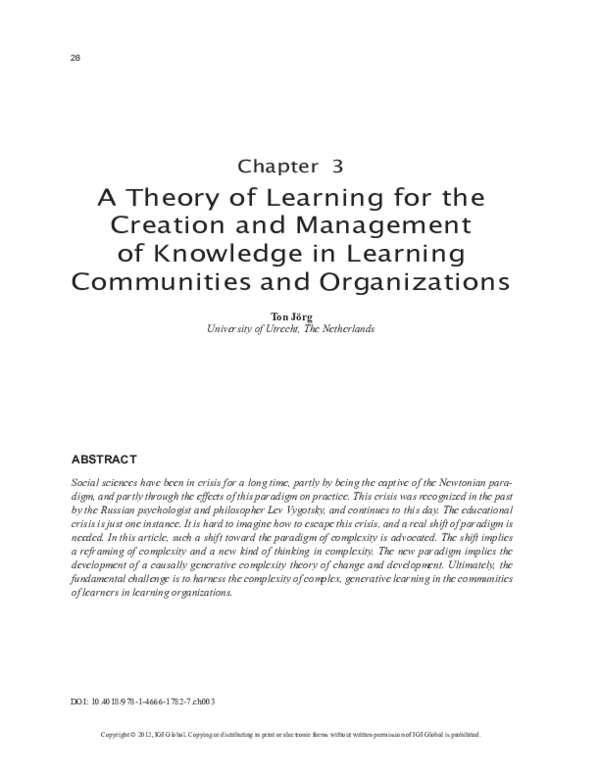 (PDF) A Theory of Learning for the Creation and Management of Knowledge in Learning Communities ...