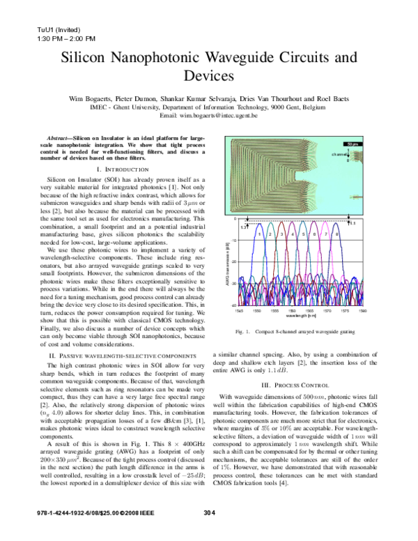 (PDF) Silicon nanophotonic waveguide circuits and devices