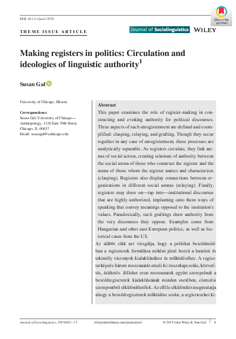 (PDF) Making registers in politics: Circulation and ideologies of ...