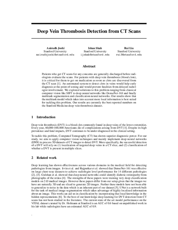 Pdf Automated Dvt Detection In Ct Scans