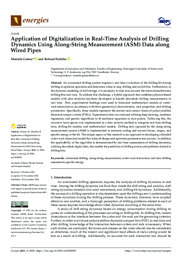 (PDF) Application of Digitalization in Real-Time Analysis of Drilling Dynamics Using Along ...
