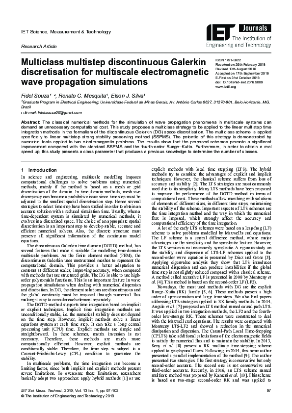 (PDF) Multiclass multistep discontinuous Galerkin discretisation for multiscale electromagnetic ...
