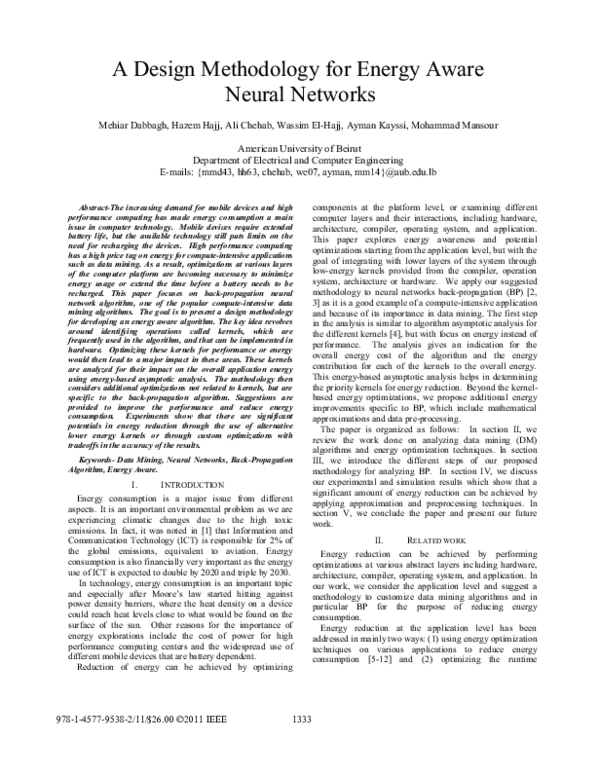 (PDF) A design methodology for energy aware neural networks