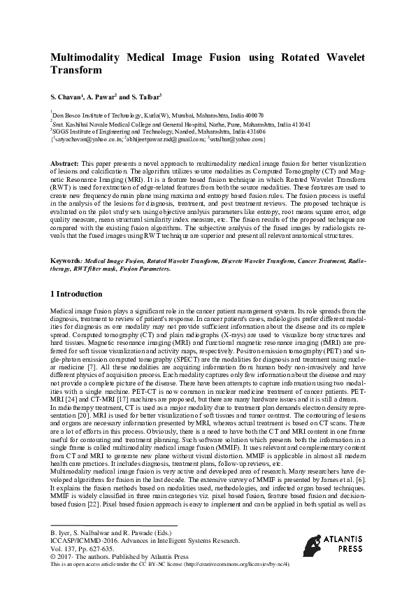 (PDF) Multimodality Medical Image Fusion using Rotated Wavelet Transform