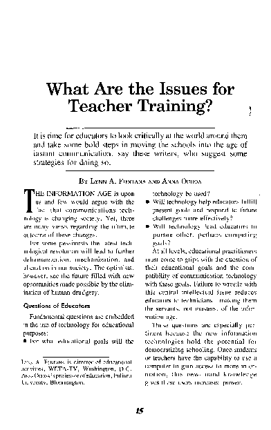 (PDF) What Are the Issues for Teacher Training?