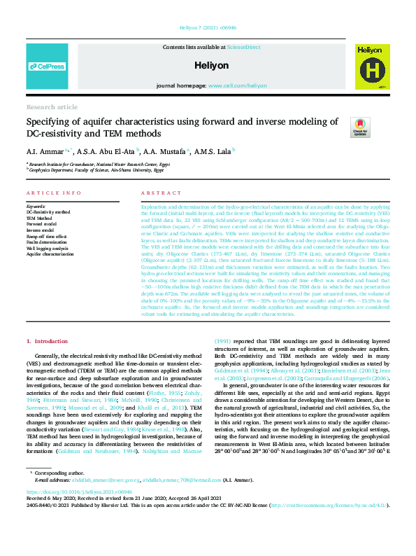 (PDF) Specifying of aquifer characteristics using forward and inverse ...