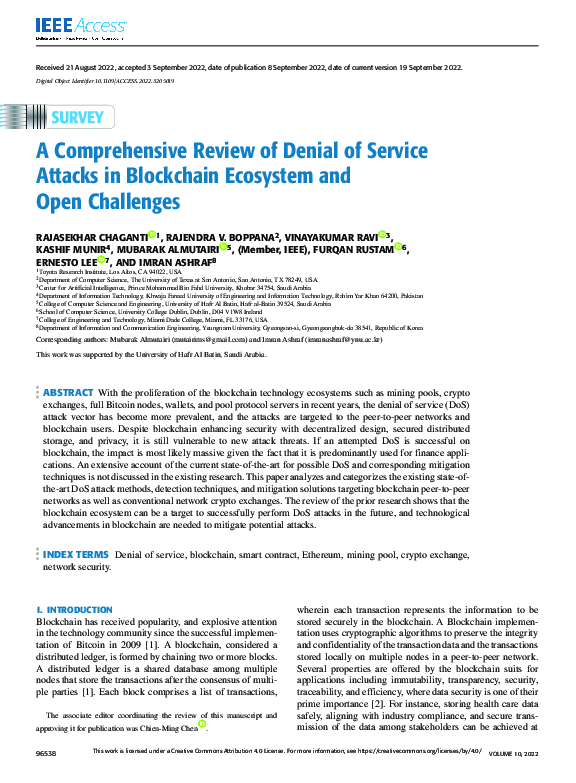 (PDF) A Comprehensive Review of Denial of Service Attacks in Blockchain Ecosystem and Open ...