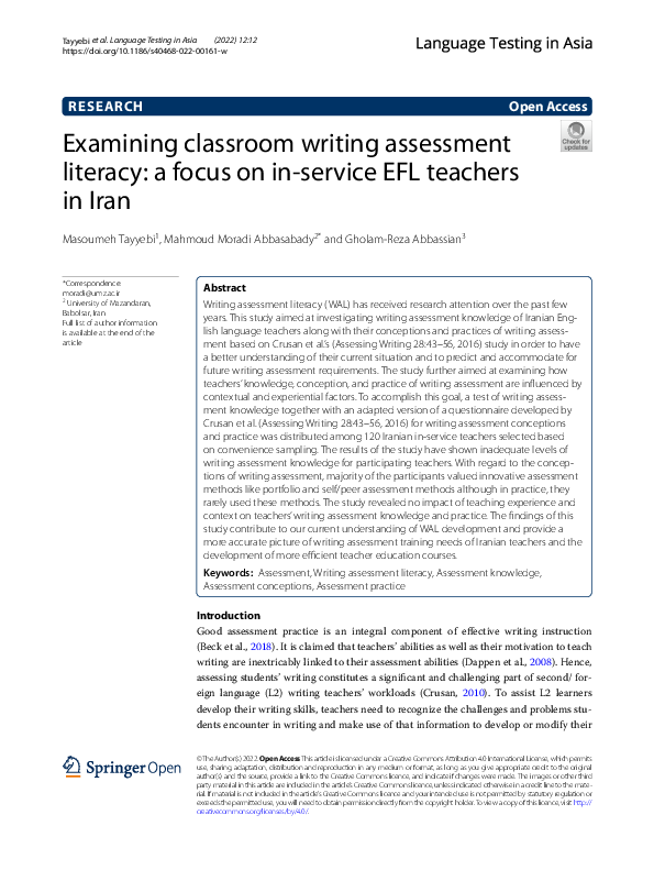 (PDF) Enhancing EFL Teachers' Writing Assessment Skills