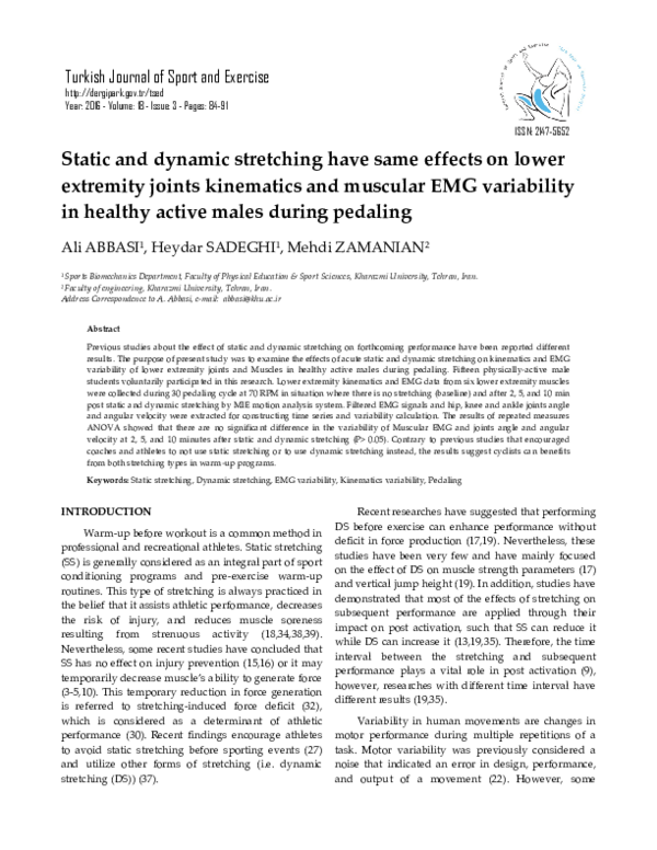 (PDF) Static and dynamic stretching have same effects on lower ...