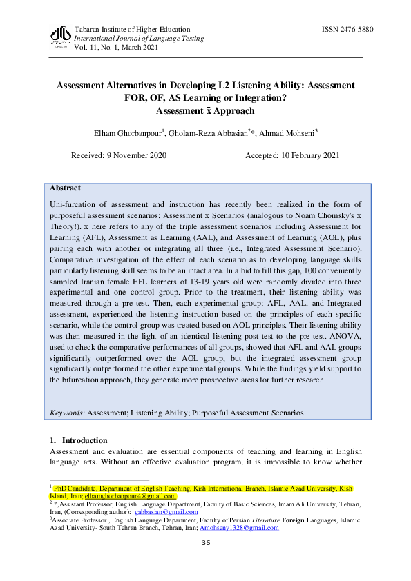 (PDF) Assessment Alternatives in Developing L2 Listening Ability ...