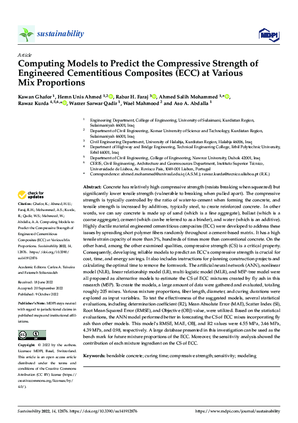 Pdf Computing Models To Predict The Compressive Strength Of