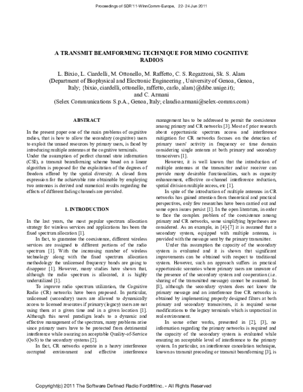 (PDF) A transmit beamforming technique for mimo cognitive radios