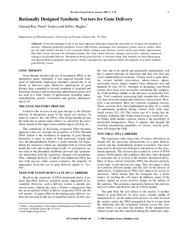 (PDF) Rationally Designed Synthetic Vectors for Gene Delivery