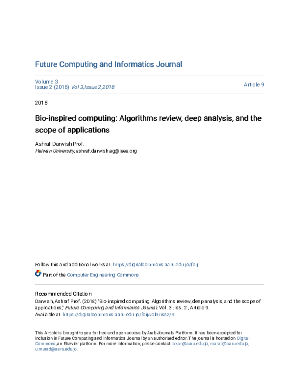 Pdf Bio Inspired Computing Algorithms Review Deep Analysis And The Scope Of Applications