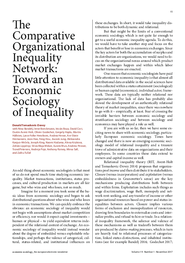 (PDF) The Comparative Organizational Inequality Network: Toward an ...