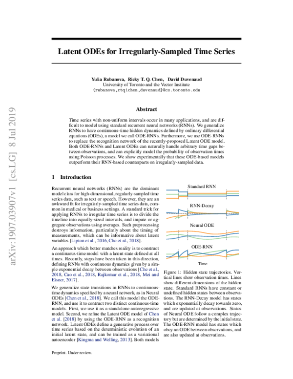 Pdf Latent Odes For Irregularly Sampled Time Series
