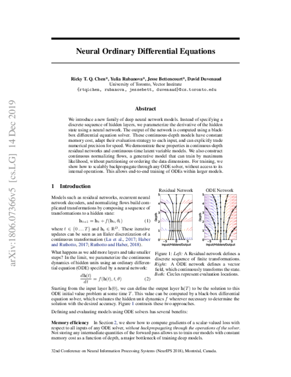 (PDF) Neural Ordinary Differential Equations | Yulia Rubanova - Academia.edu