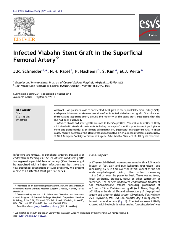 (PDF) Infected Viabahn Stent Graft in the Superficial Femoral Artery ...