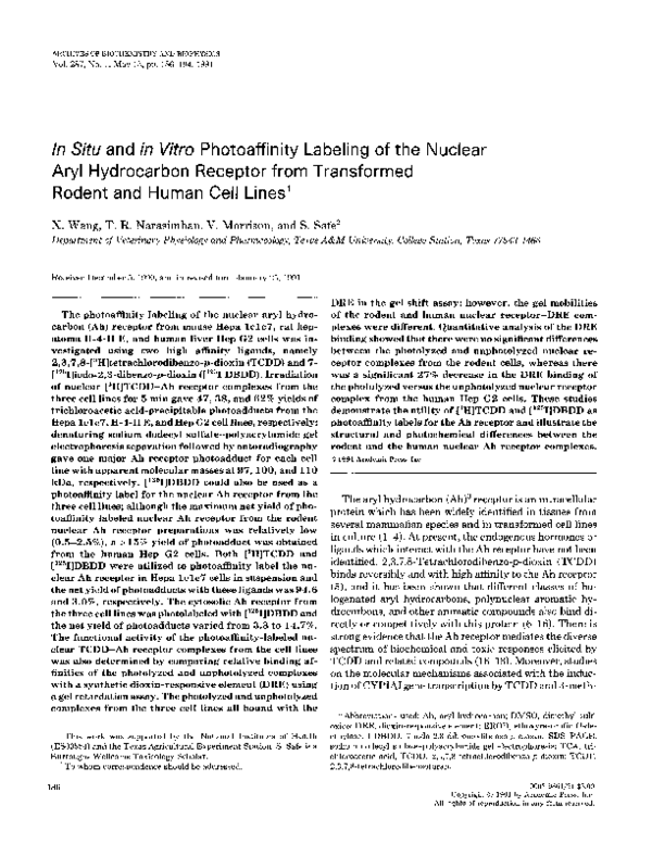 (PDF) In situ and in vitro photoaffinity labeling of the nuclear aryl ...