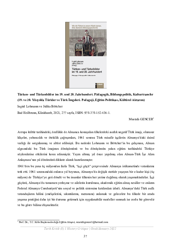 (PDF) Türken- und Türkenbilder im 19. und 20. Jahrhundert. Pädagogik ...