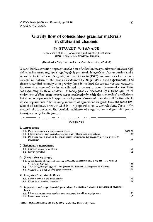 (PDF) Gravity flow of cohesionless granular materials in chutes and ...