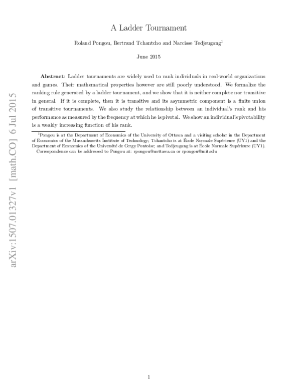 (PDF) A Ladder Tournament