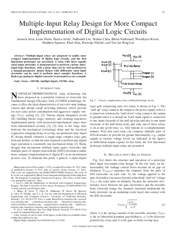 (PDF) Multiple-Input Relay Design for More Compact Implementation of ...
