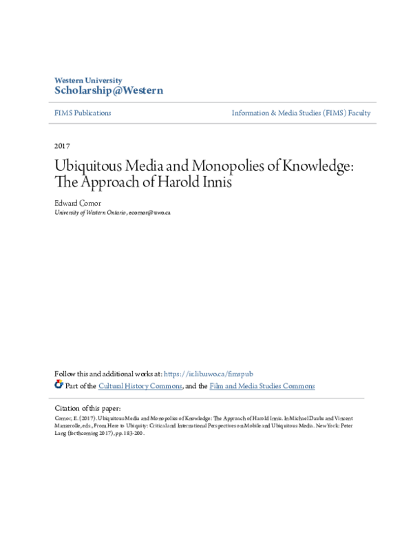 (PDF) Ubiquitous Media and Monopolies of Knowledge : The Approach of ...