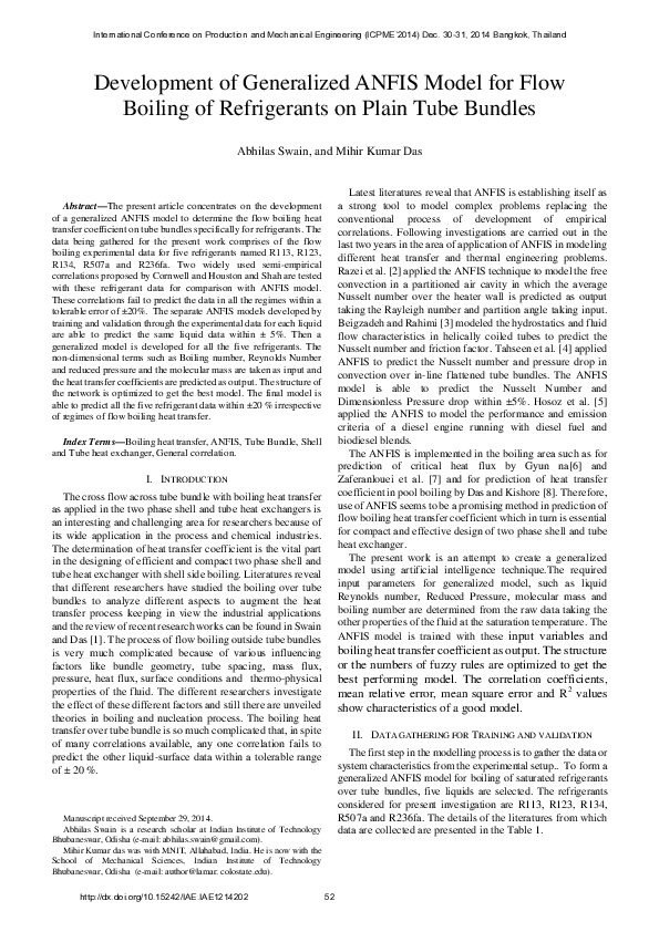 (PDF) Development of Generalized ANFIS Model For Flow Boiling Of Refrigerants on Plain Tube Bundles