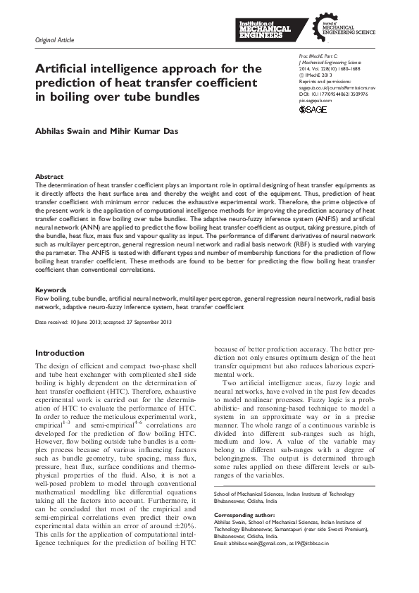 Pdf Artificial Intelligence Approach For The Prediction Of Heat
