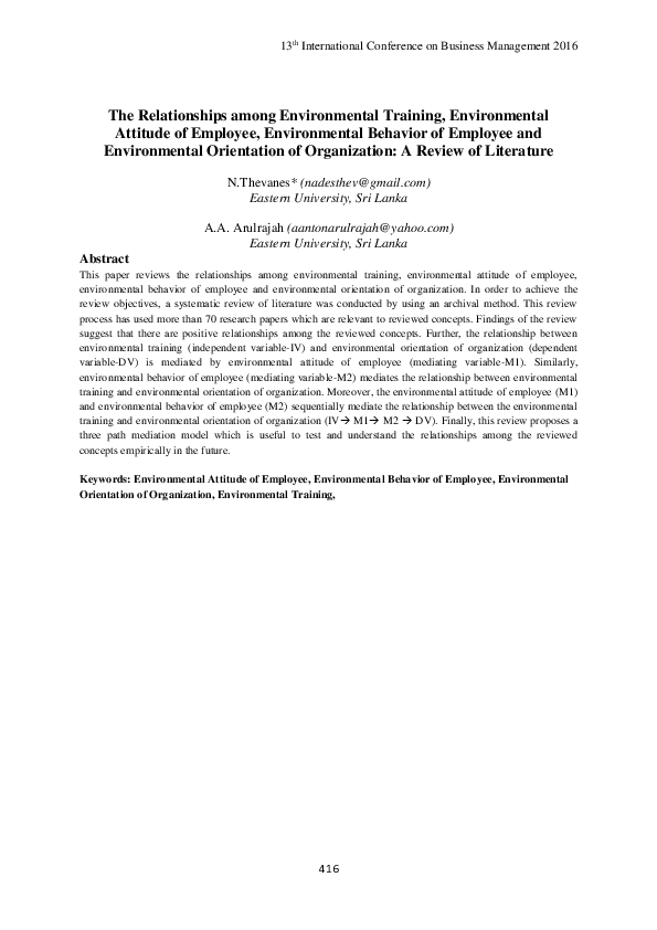 (PDF) The Relationships Among Environmental Training, Environmental Attitude of Employee ...