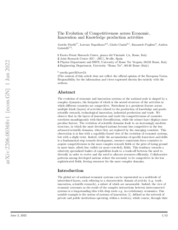(PDF) The Evolution of Competitiveness across Economic, Innovation and ...